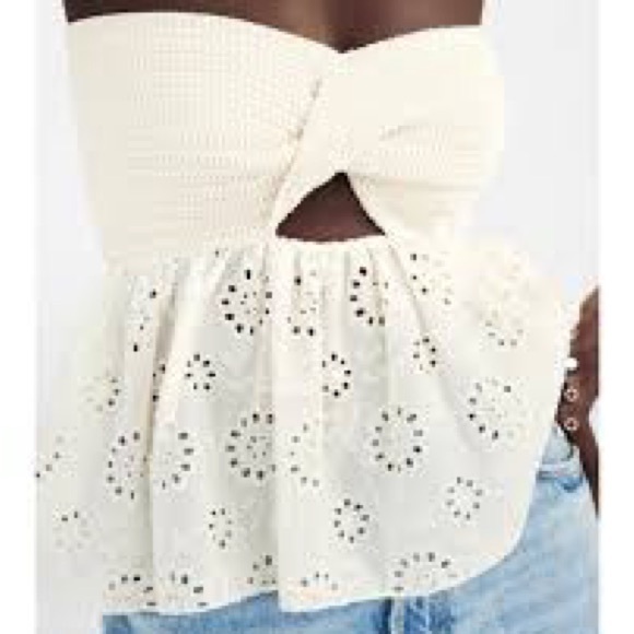 Zara | Tops | Crme Zara Keyhole Eyelet Tube Top | Poshmark